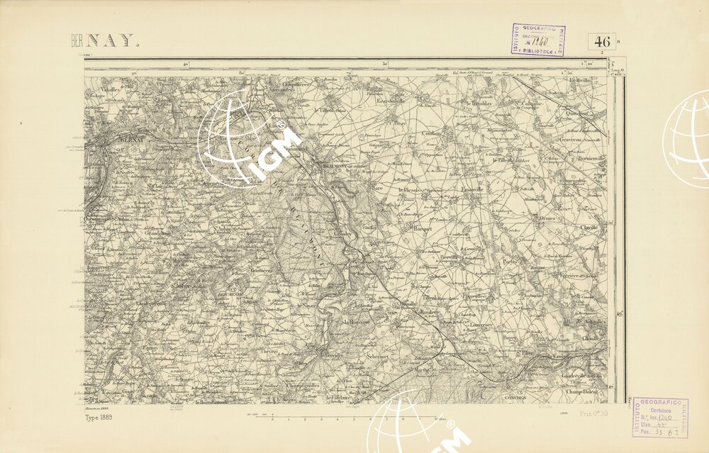CARTE DE FRANCE - BERNAY - Istituto Geografico Militare