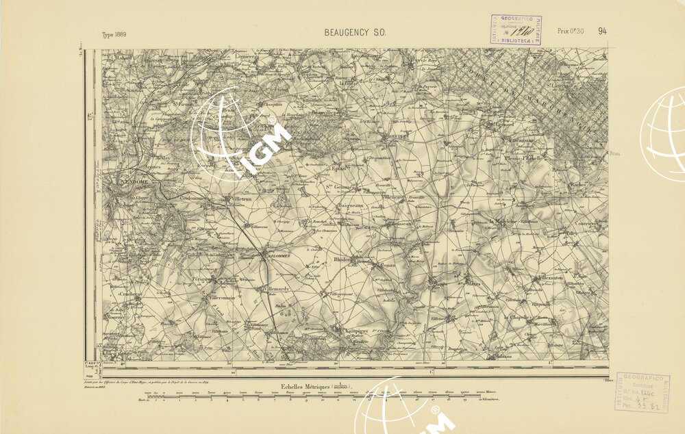 CARTE DE FRANCE - BEAUGENCY S.O. - Istituto Geografico Militare