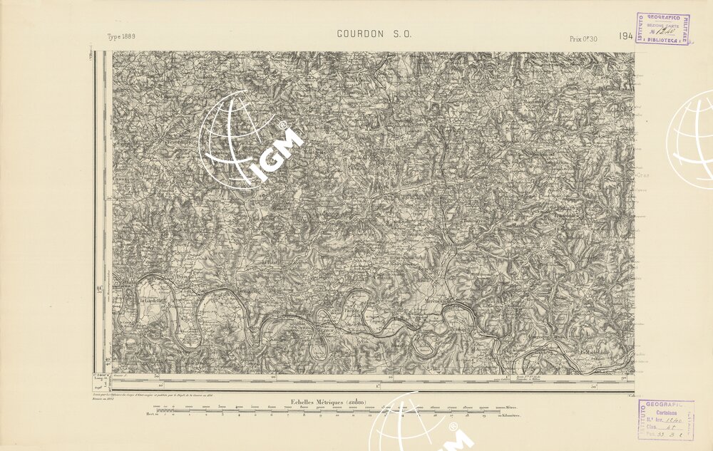 CARTE DE FRANCE - GOURDON S.O. - Istituto Geografico Militare