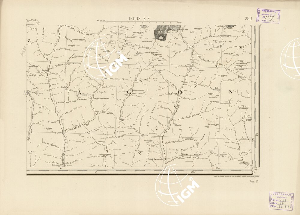 CARTE DE FRANCE - URDOS S.E. - Istituto Geografico Militare